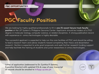 Jobs at PGC – Philippine Genome Center